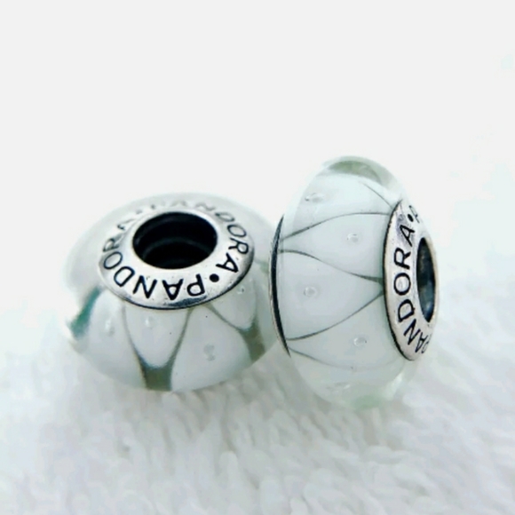 Pandora | Jewelry | Pandora Pair Of White Triangle Murano Glass Beads ...